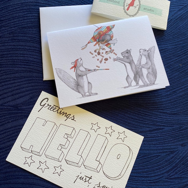 Squirrels Play Piñata Birthday Card, Funny Birthday Card, Squirrel ...