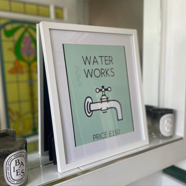 Water Works Monopoly Bathroom Print, Monopoly Print - Etsy