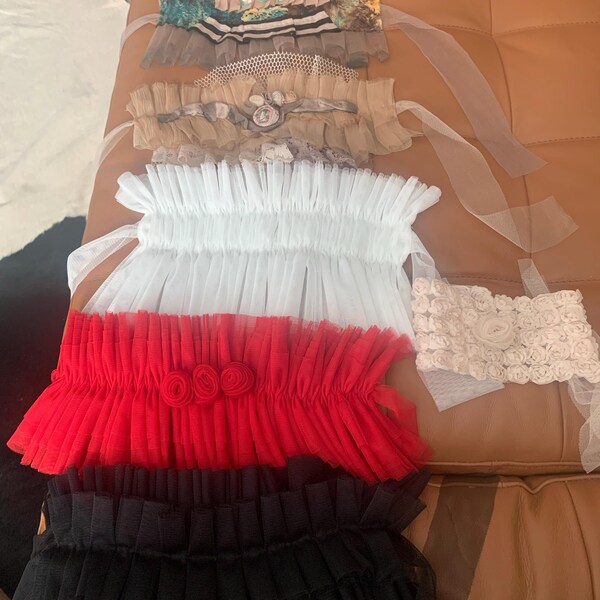 Bow Crystal Choker Rococo 18th Century Collar Black Tulle Ruffle ...