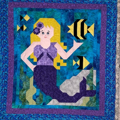 Mermaid Quilt Pattern With Multiple Sizes 36x42 Crib Size Plus 24x28 ...