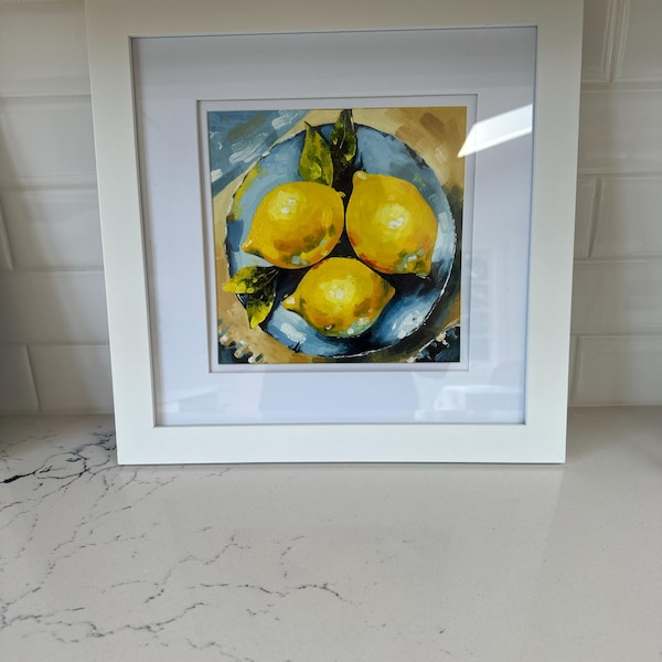 Lemon Oil Painting Original Art Small Painting Food Wall Art Still Life ...