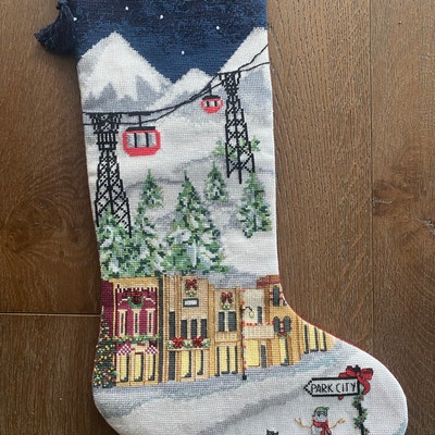 Christmas Stocking PDF Pattern Cross Stitch Christmas Ski - Etsy