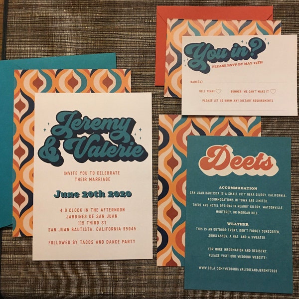 Frankie Rock N Roll Wedding Invitation Set, Cool Disco Wedding ...