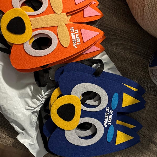 Personalized Bluey Felt Masks! Party Favors! Birthday Party! - Etsy