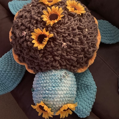 Jumbo Petal the Sunflower Turtle Crochet Pattern PDF Download Beginner ...