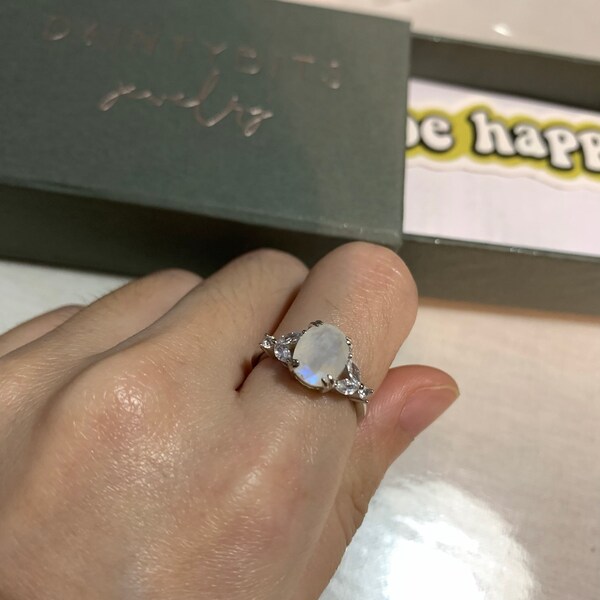 Enchanted Moonstone Ring, Promise Ring, Simple Ring,rainbow Moonstone ...