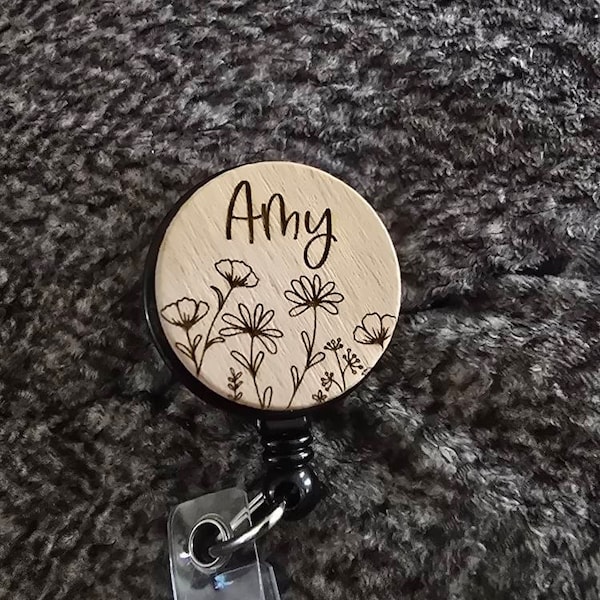 Badge Reels | ALLIGATOR SWIVEL Clasp | ID Retractable Badges | Wood ...