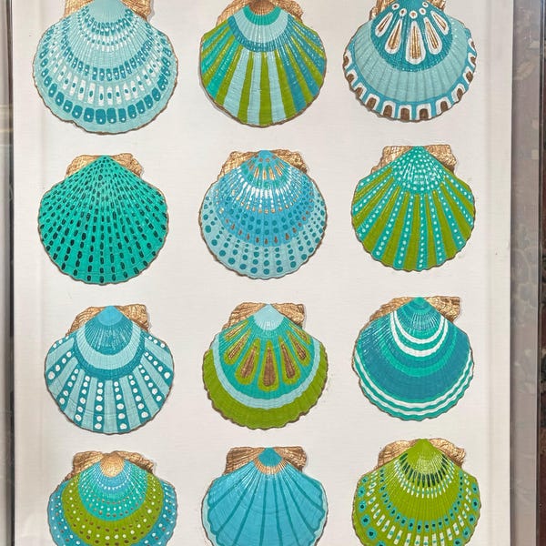 Light Blue and Gold Neutral Painted Shells - Etsy