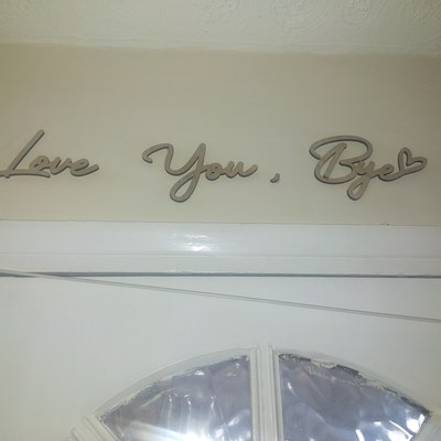 Wooden 'love You, Bye' Sign Above Door Hallway Sign Natural Wood ...