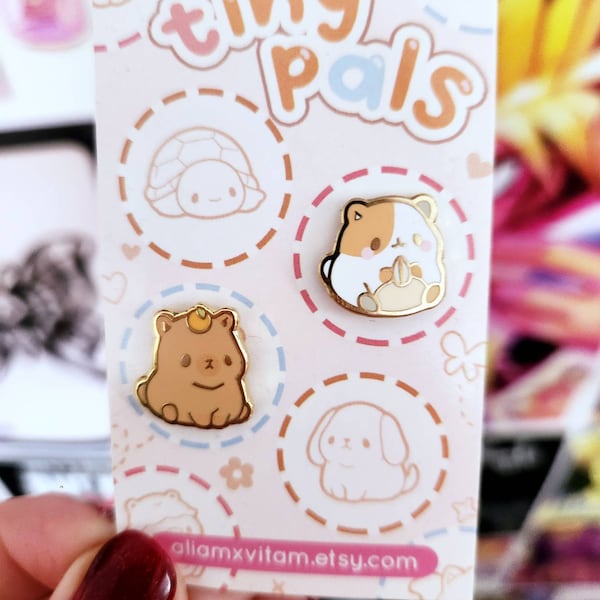 Capybara 0.65" | Tiny Pals Mini Enamel Pins | Cute Animals Board Filler ...