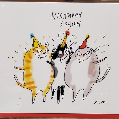 Funny Birthday Card Birthday Squish Birthday Card Cat - Etsy