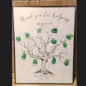 Teacher Appreciation Class Fingerprint Tree Gift Hand Drawn | Etsy