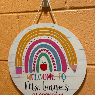 Rainbow Teacher Sign, Kindergarten Teacher Sign for Classroom ...