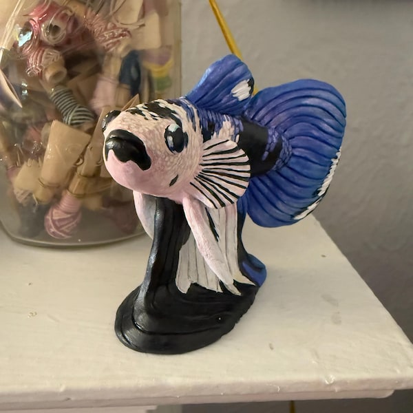 Betta Fish + Custom Pet Portrait Polymer Clay Sculpture - Etsy
