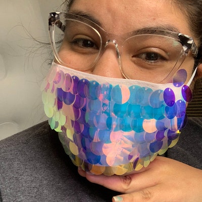 Sequin Kimono Mermaid Scales Curved Jumbo Iridescent Sequins - Etsy