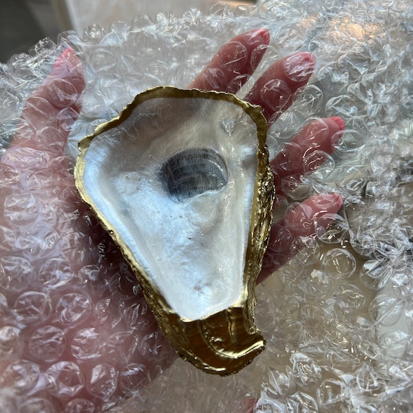 Silver Jewelry Oyster Shell Trinket Dish Holder | Decorative Decoupage ...