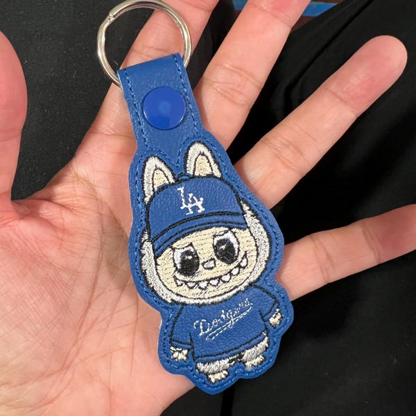 Pink Labubu Mascot Embroidery Design – Cute Cartoon Animal Patch – LA ...