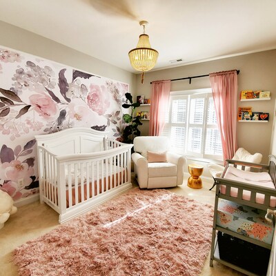 Delicate Forest Floral Large Scale Mural Wallpaper Watercolor Botanical ...