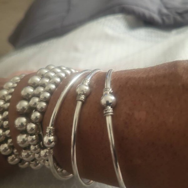 Stacking Bangle in Sterling Silver, Sterling Silver Bangle Set, Set of ...