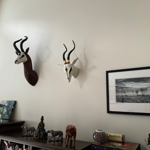 Paper Mâché Impala Antelope Head With Gold Leaf Details, Tau - Etsy