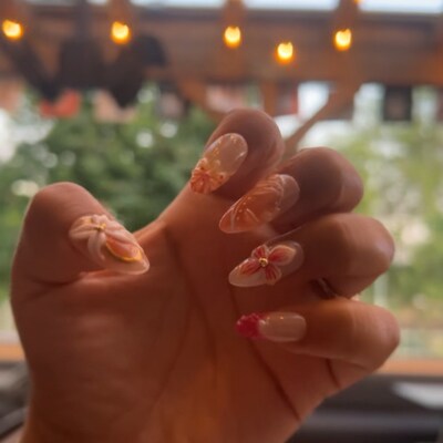 3D Freestyle Almond Goth Press on Nails, Handpainted Luxury Acrylic ...