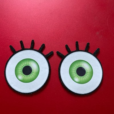 6 Pairs of Micro Blue Glitter Felt Eyes, With Eyelashes multiple Sizes ...