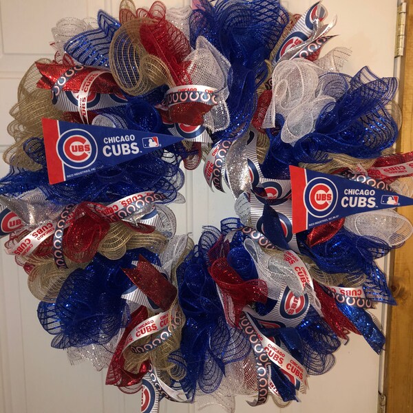 Chicago Cubs MLB 4-pack of Ribbon & Mini Pennant, Licensed MLB Offray ...