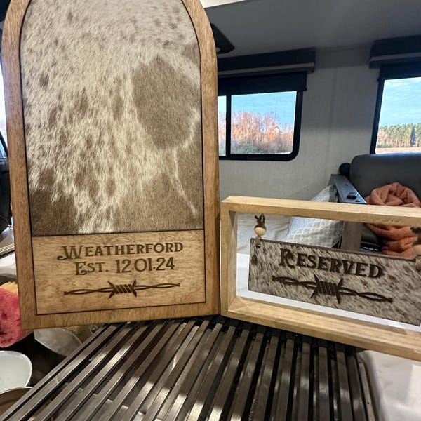 Wedding cards & Gifts Sign custom Cowhide Branded Sign Personalized ...