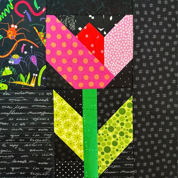 Tulip Quilt Block Pattern PDF Spring Flower - Instructions for 6 Inch ...