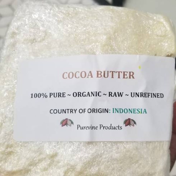 Pure Raw COCOA BUTTER Organic Unrefined Natural Pure Prime Pressed ...