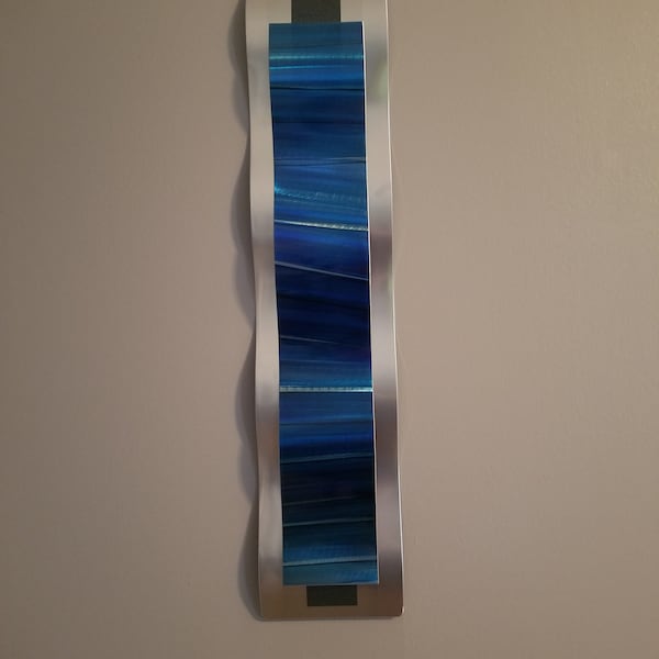 Blue Metal Wall Art Metal Wall Sculpture Curved Accent Art "rythmic ...