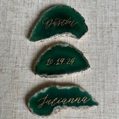 Green Agate Place Card - Etsy