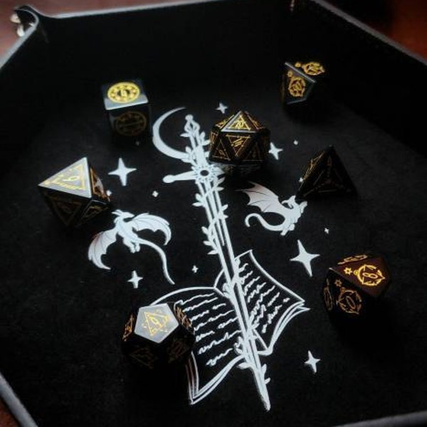 Sword and Dragons Dice Tray, DND Dice Tray, Dungeons and Dragons Dice ...