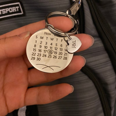Engraved Calendar Keychain Personalized Calendar Key Chain Signature Calendar Keychain Custom ...