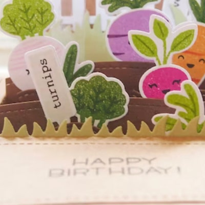 Veggie Garden Birthday Card Handmade Pop-up 3D Box Card Gardener ...