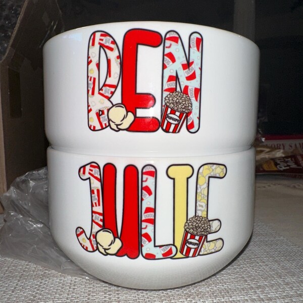 Personalized Popcorn Bowl | Custom Family Snack Bowl | Unique Gift for ...
