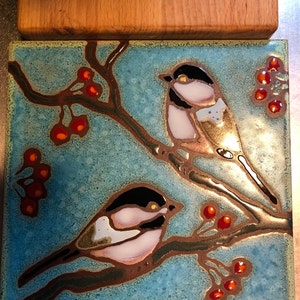 Ceramic Tile Chickadee Mural Signed by Artist Backsplash Installation ...