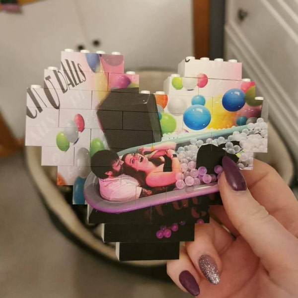 Medium Heart Photo Block Made From, LEGO® Bricks, Personalised, WHITE ...