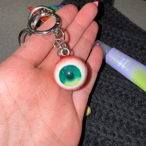 Handcrafted Resin Eyeball Keychain: Golden Glitter Iris, Gothic Style ...