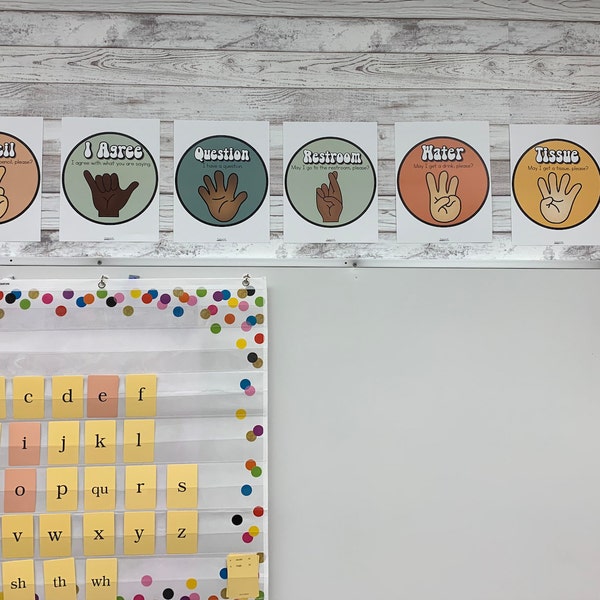 Hand Signal Posters | Boho Classroom Decor | Classroom Printable ...