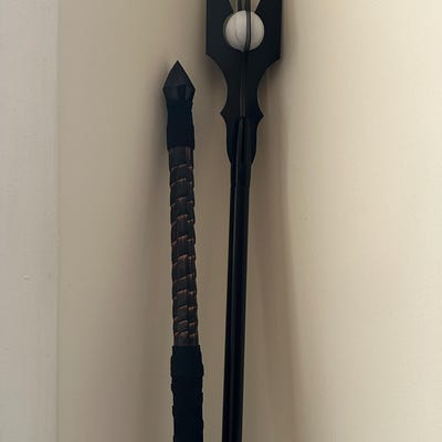 Earth Wizard Staff Solid Oak Green Resin Gem Walking Stick Renaissance ...