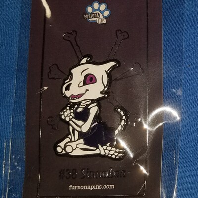 Sinsational Sinnabon, Fursona Pin ID038 Skeleton Enamel Pin - Etsy