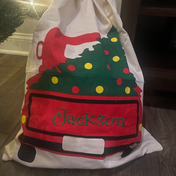 Santa Sack, Embroidered Santa Sack, Canvas Santa Sack for Kids ...