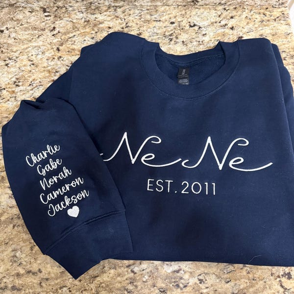 Custom Grandma Sweatshirt With Grandkids Names on Sleeve, Personalized Granny Hoodie, Gramma ...