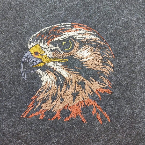 Realistic Hawk Head Embroidery Design – Fill Stitch Noble Bird for Dark ...