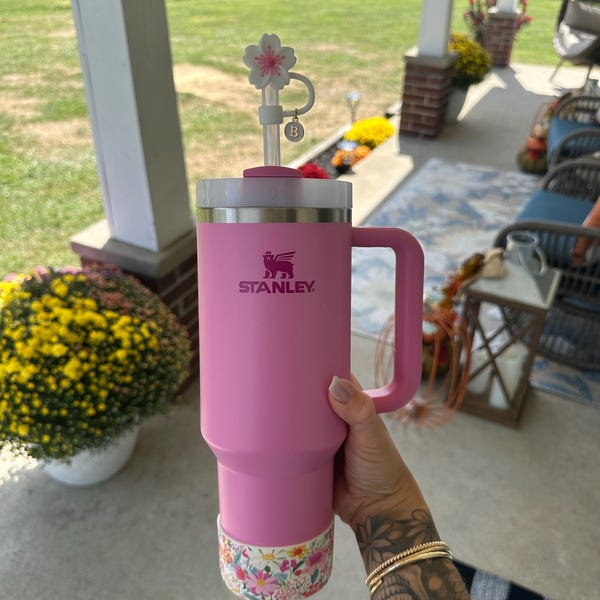 Black Flower Straw Topper, Custom Straw Cover, Drink Cover, Straw ...