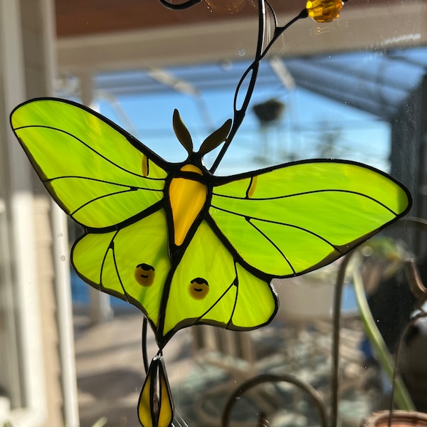 Luna Moth Stained Glass Window Hangings Christmas Gifts Custom Stained ...