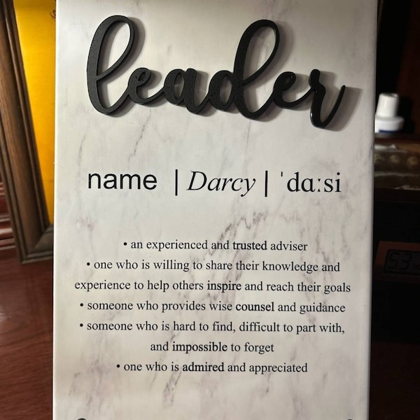3D Marble Great Leader Definition Plaque With Stand, Thank You Mentor Sign, Boss Retirement ...