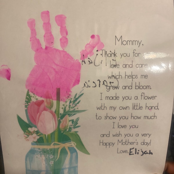 Mother's Day Flower Handprint Crafts, Printable Handprint Footprint Art ...