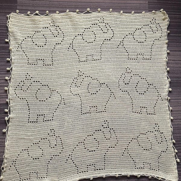 Filet Crochet Blanket Pattern | Baby Blanket Crochet Pattern | Filet ...
